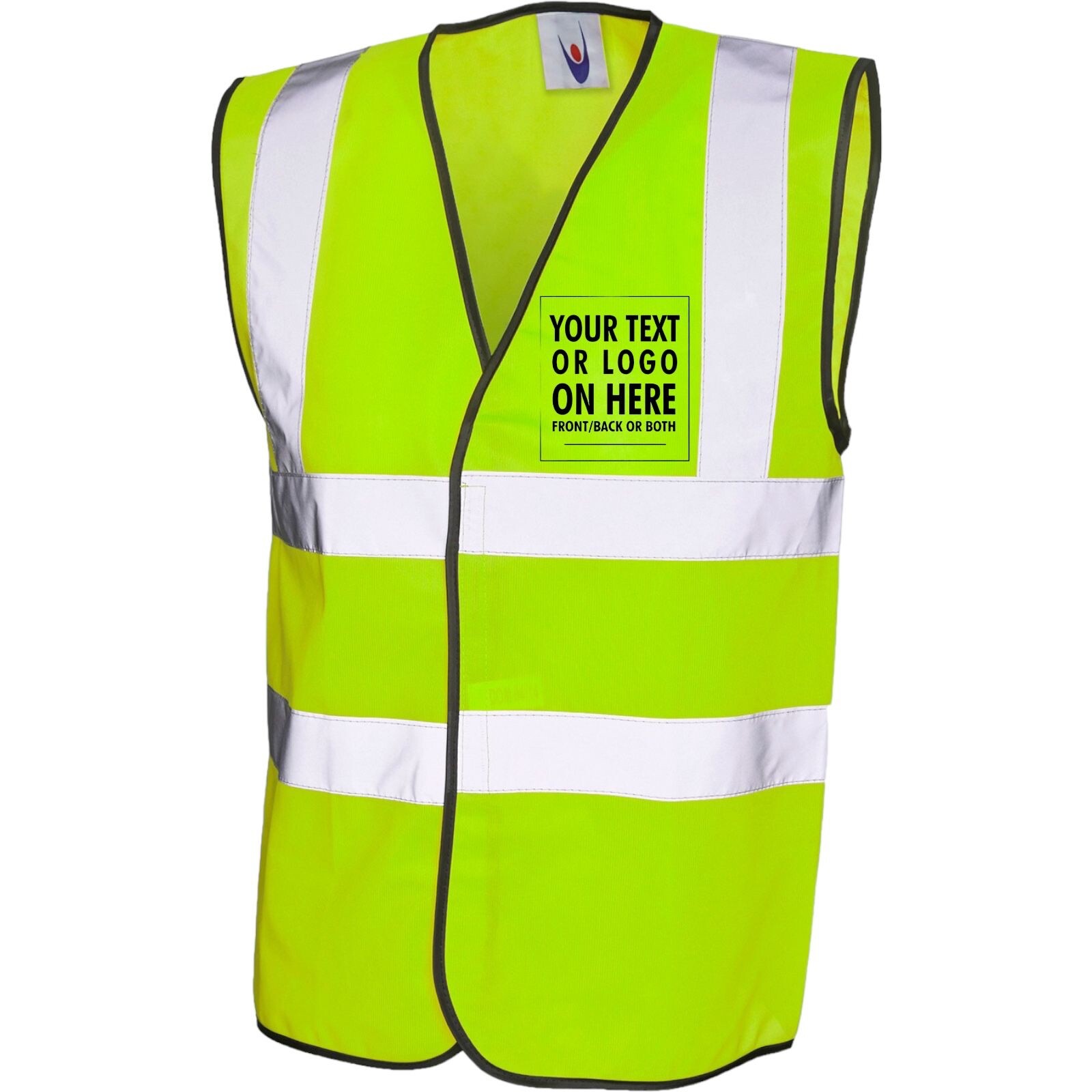Custom Logo/Text Hi Vis Vest Waistcoat S-3XL - Printed Safety Workwear ...