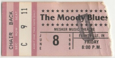 1984 MOODY BLUES concert ticket stub Mesker Music Theatre creases ...