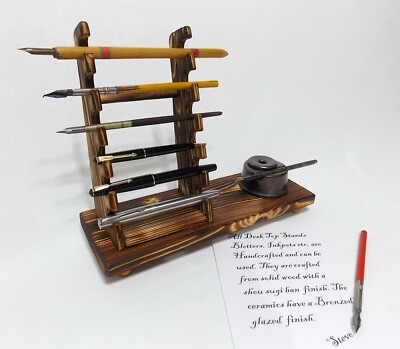 Calligraphy inkwell Pen rack holder desk top ink fountain dip display ...