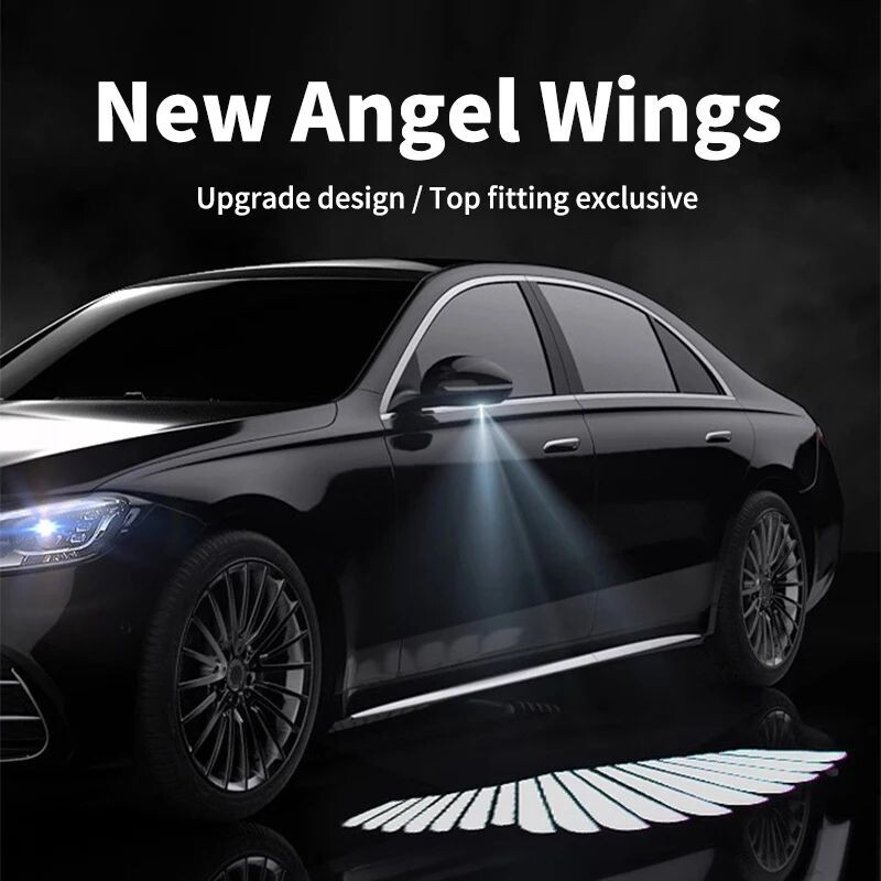 2Pcs Car Rearview Mirror Side Led Angel Wing Light Welcome Lamp Shadow ...