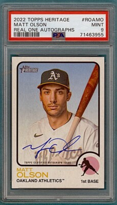 2022 Topps Heritage Real One Autographs Matt Olson Auto #ROATMO PSA 9 ...