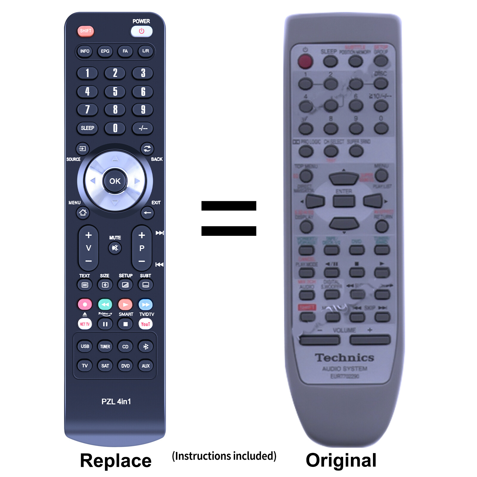 EUR7702290 Replacement Remote Control For Technics Hi-Fi Stereo System ...