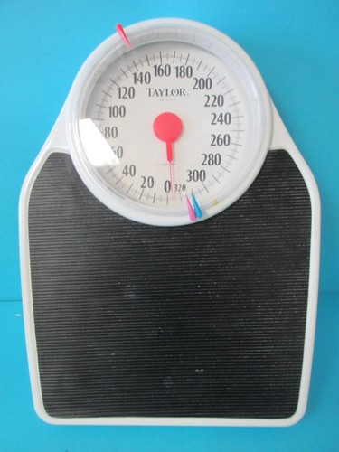 TAYLOR LARGE DIAL Analog Bathroom Scale 330 lb Capacity w/ 3 markers ...