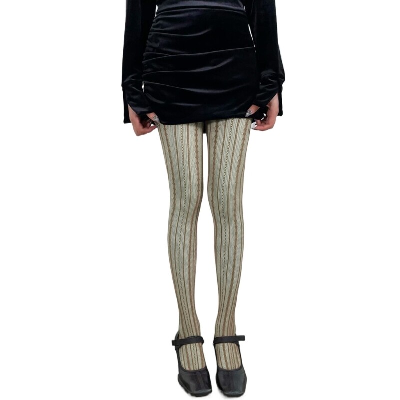 Unique Stripe Pattern Fishnet Tights for Women s High Waist Stockings ...