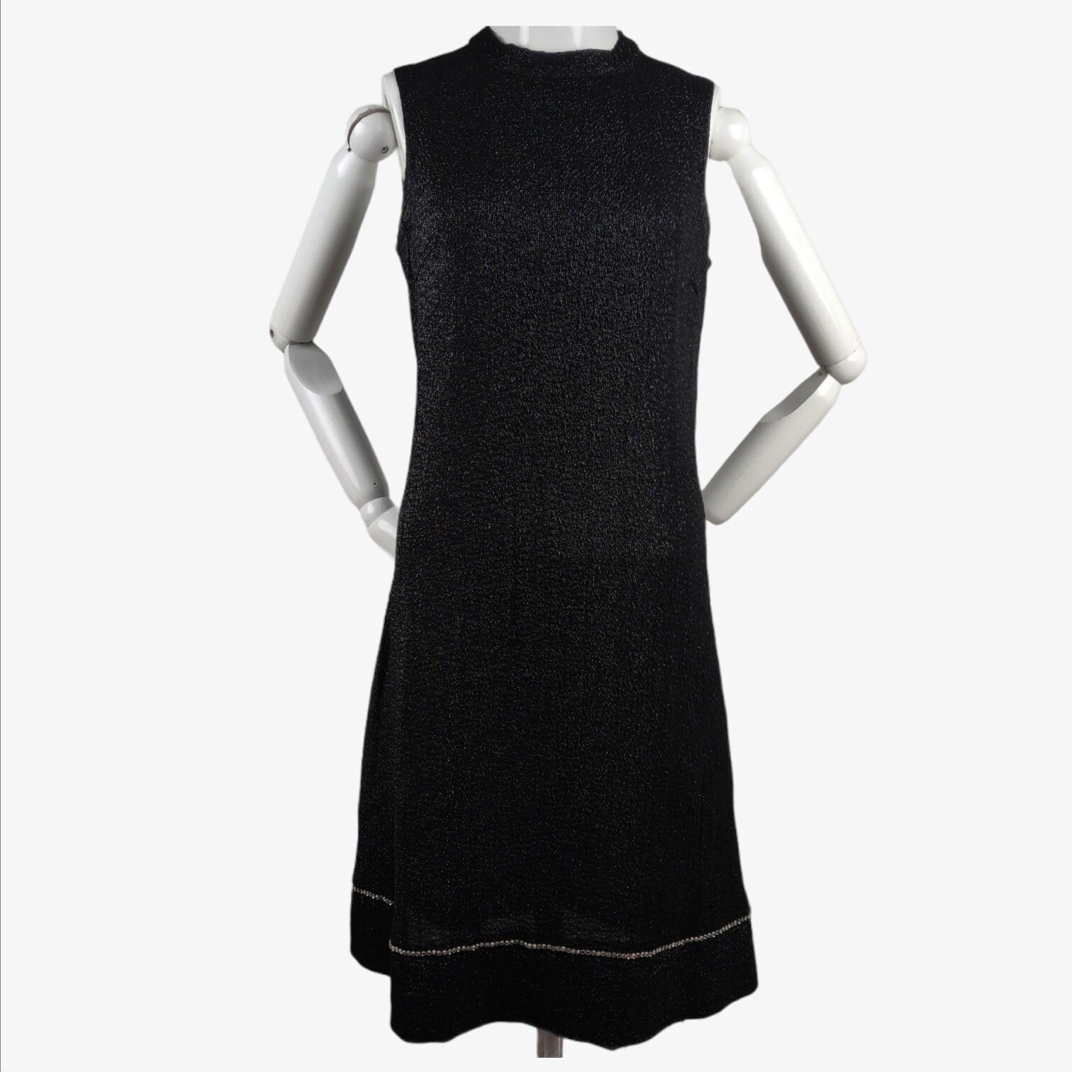 Vintage 1960s MOD Little Black Dress Metallic Sparkle… - Gem