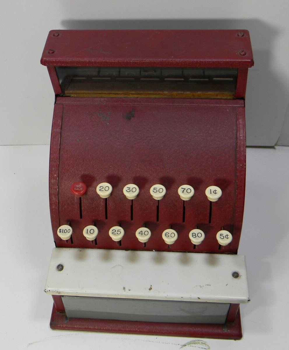Vintage Red Tom Thumb Toy Cash Register Western Stamping Co. Metal | eBay