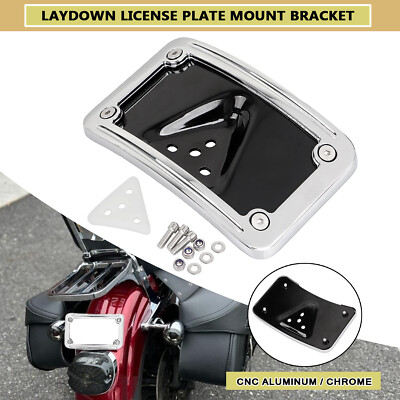 Chrome CNC Laydown License Plate Mount Bracket For Harley Electra Glide ...