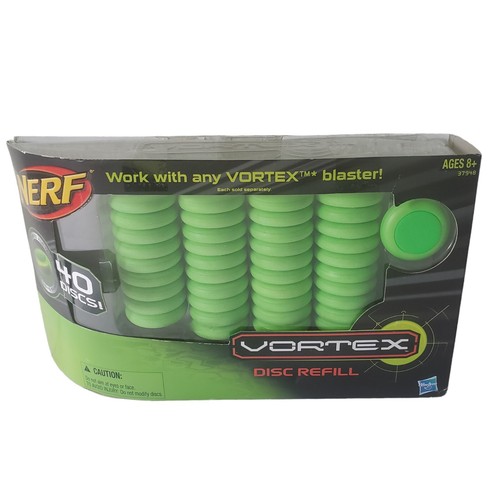 Nerf Vortex 40 Disc Refill Pack Extra Long Range Green Hasbro Brand New ...