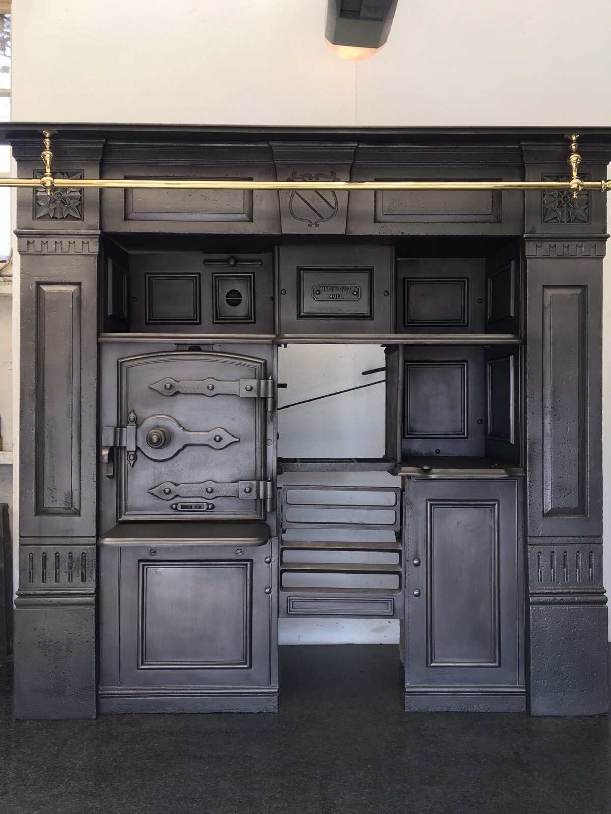 Restored Antique Cast Iron Victorian Kitchen Cooking Range Fireplace ...
