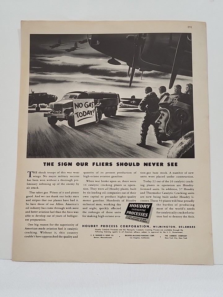 1943 Houdry Catalytic Processes Fortune WW2 Print Ad Gas Pilots Plane ...