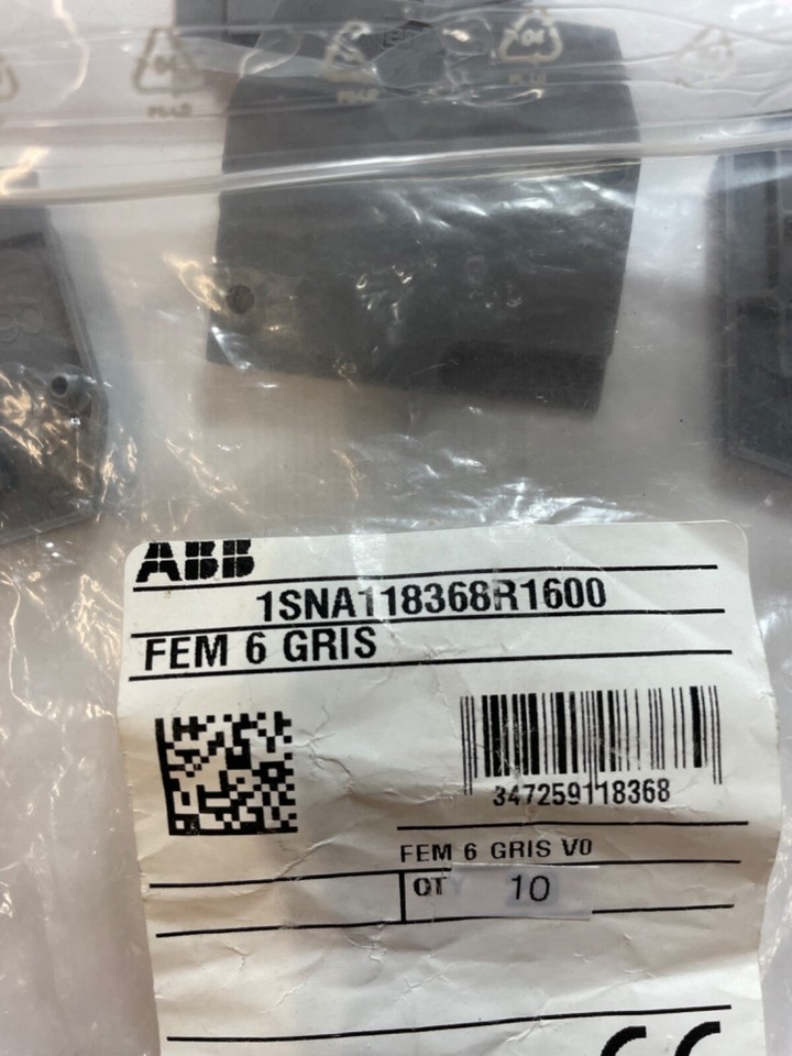(LOT OF 15) ABB 1SNA118368R1600 FEM 6 TERMINAL BLOCK END CAPS, grey | eBay