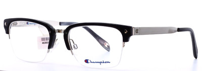 CHAMPION CH01 50 Black Mens Square Half Rim Eyeglasses 53-19-140 B:36 ...