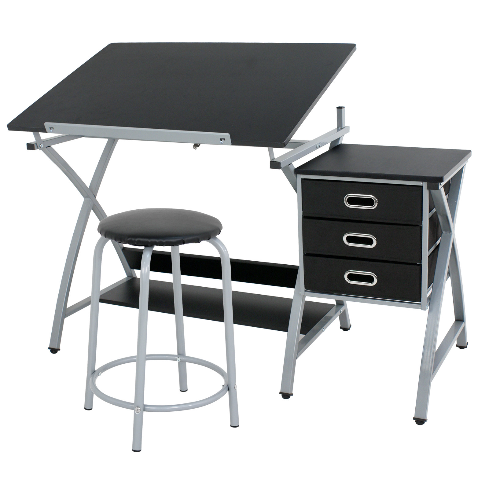 Drafting Table Station Glass Top Drawing Desk Craft Station Artist ...