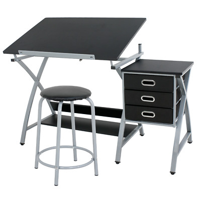 Drafting Table Station Glass Top Drawing Desk Multi Type Craft Station ...