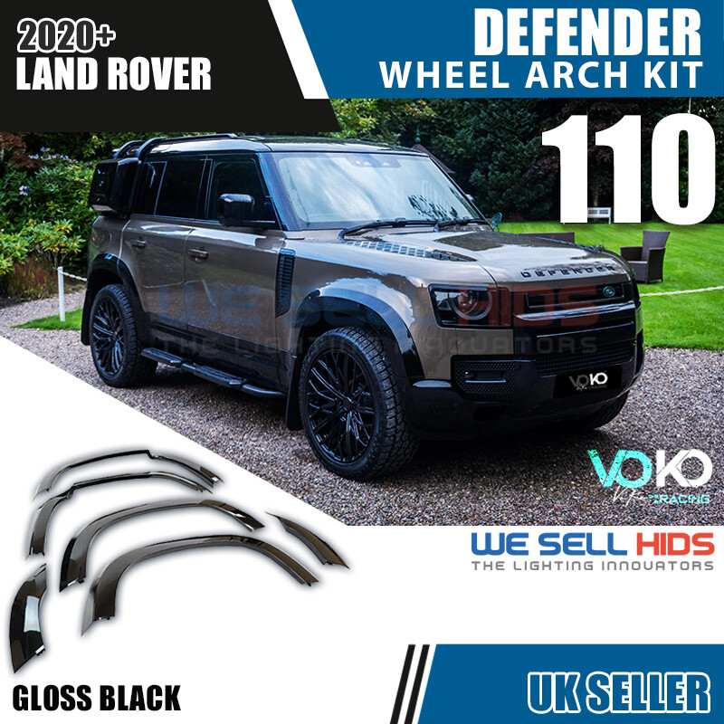 GLOSS BLACK WHEEL ARCHES FENDER FLARE TRIMS LAND ROVER DEFENDER 110 ...