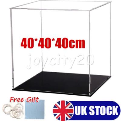 40x40x40cm Clear Display Box Acrylic Case Plastic Base Protection Toy ...