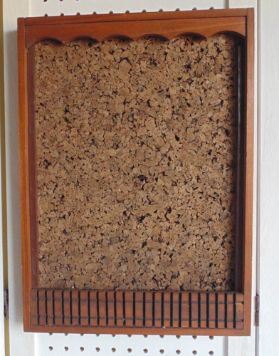 Vtg Handmade Wood Wall Mount Message Board Natural Cork Board 18" Tall ...