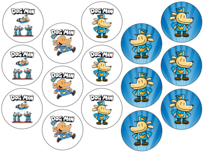 DOG MAN INSPIRED 15 X 2'' ROUND CUPCAKE TOPPERS EDIBLE ICING / WAFER | eBay