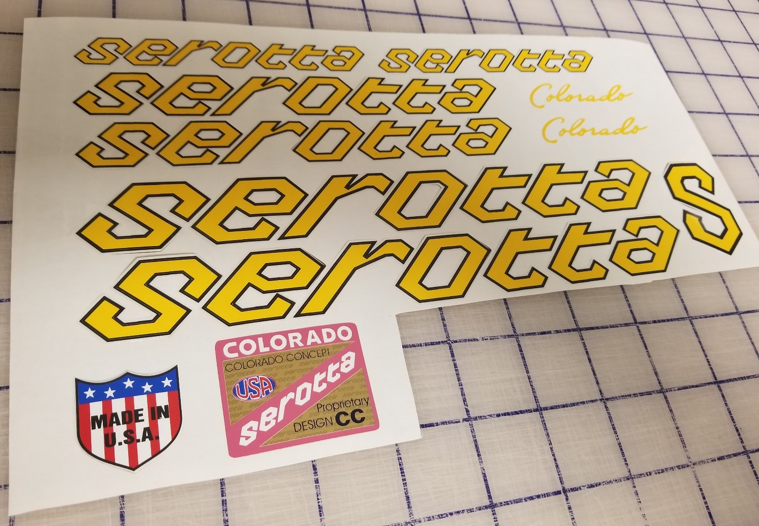 THIN Sticker Decal Set fits Serotta Colorado Bicycle Yellow/Black (11 ...