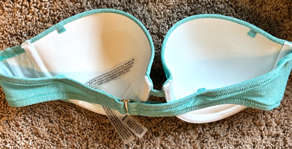 Victorias Secret Bikini Top Swim Suit Strapless Sparkly Bra Size 36B NEW | eBay