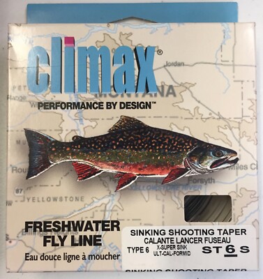 Climax Freshwater Intermediate Shooting Taper Fly Line 6 S 50 ft. 160 ...