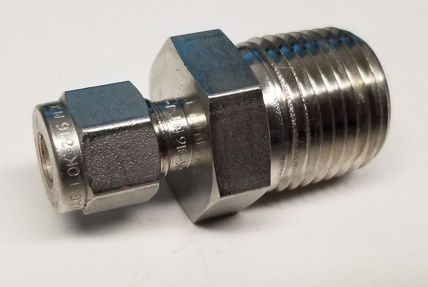 Used Swagelok Stainless Steel 1/4" Tube x 1/2" NPT Male Connector, SS ...