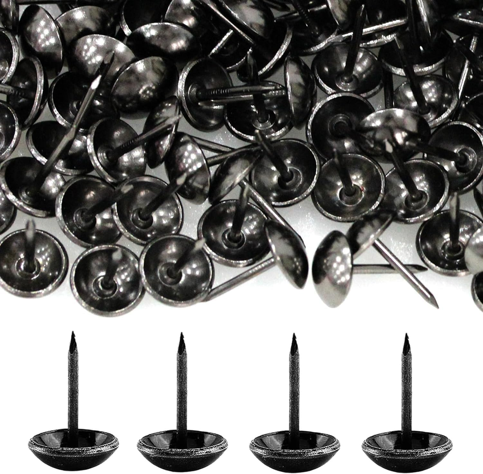 500 Pieces Drawing Pins, 11 * 17Mm Black Upholstery Tacks Iron Thumb ...