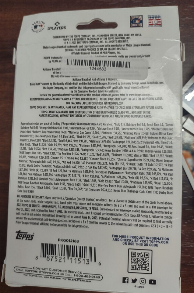 2023 Topps Series One 67 Card Hanger Box, Open and distressed box ...