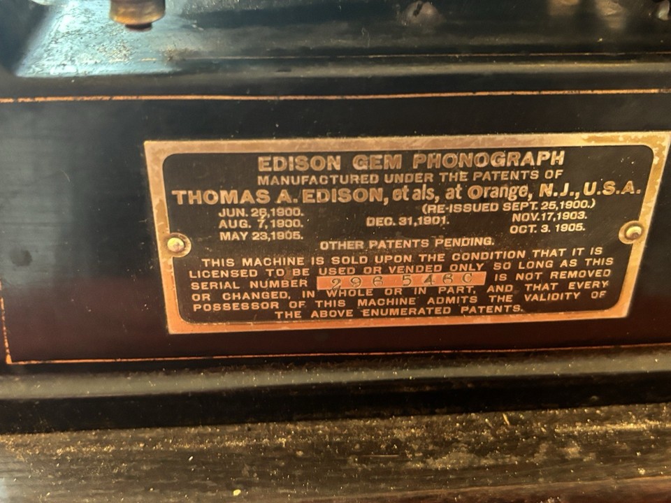 Edison Gem Phonograph With Case & Cylinder Records | eBay UK