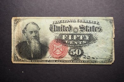 50 CENT * FR 1376 * FRACTIONAL CURRENCY **CIVIL WAR ERA** - FREE ...