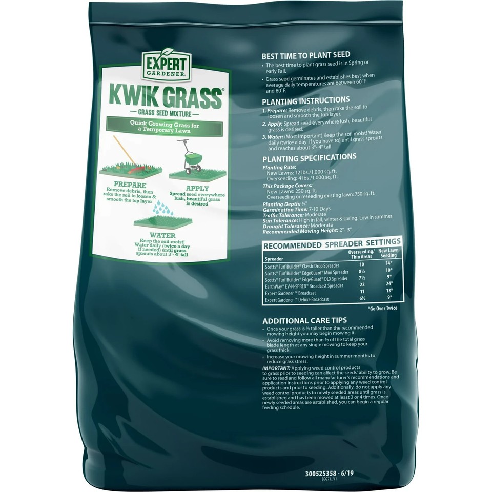 Expert Gardener Kwik Grass Seed Mix, for Sun to Partial Shade, 3 lb. | eBay