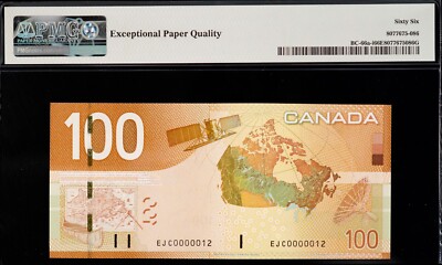 2003 Canada Bank of Canada $100 Banknote Low Serial Number BC-66a-i PMG ...