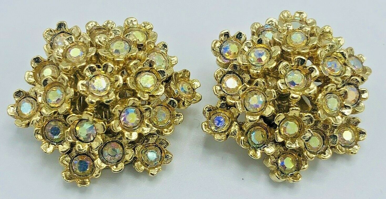 Vintage Orena Paris Aurora Borealis Crystal FLOWER Go… - Gem