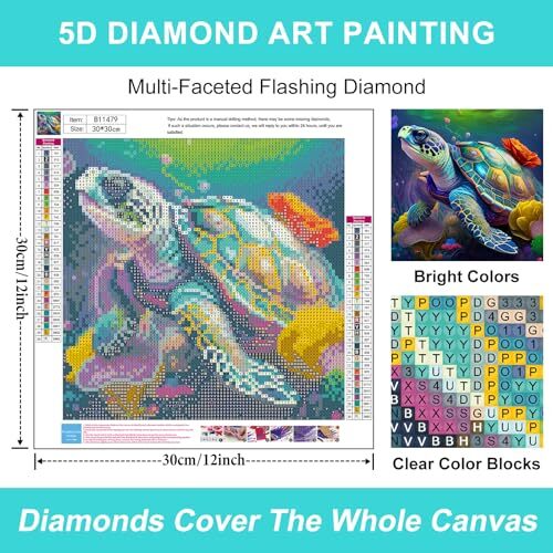 Turtle Diamond Painting Kits for Adults Beginners, Sea Turtle Diamond ...