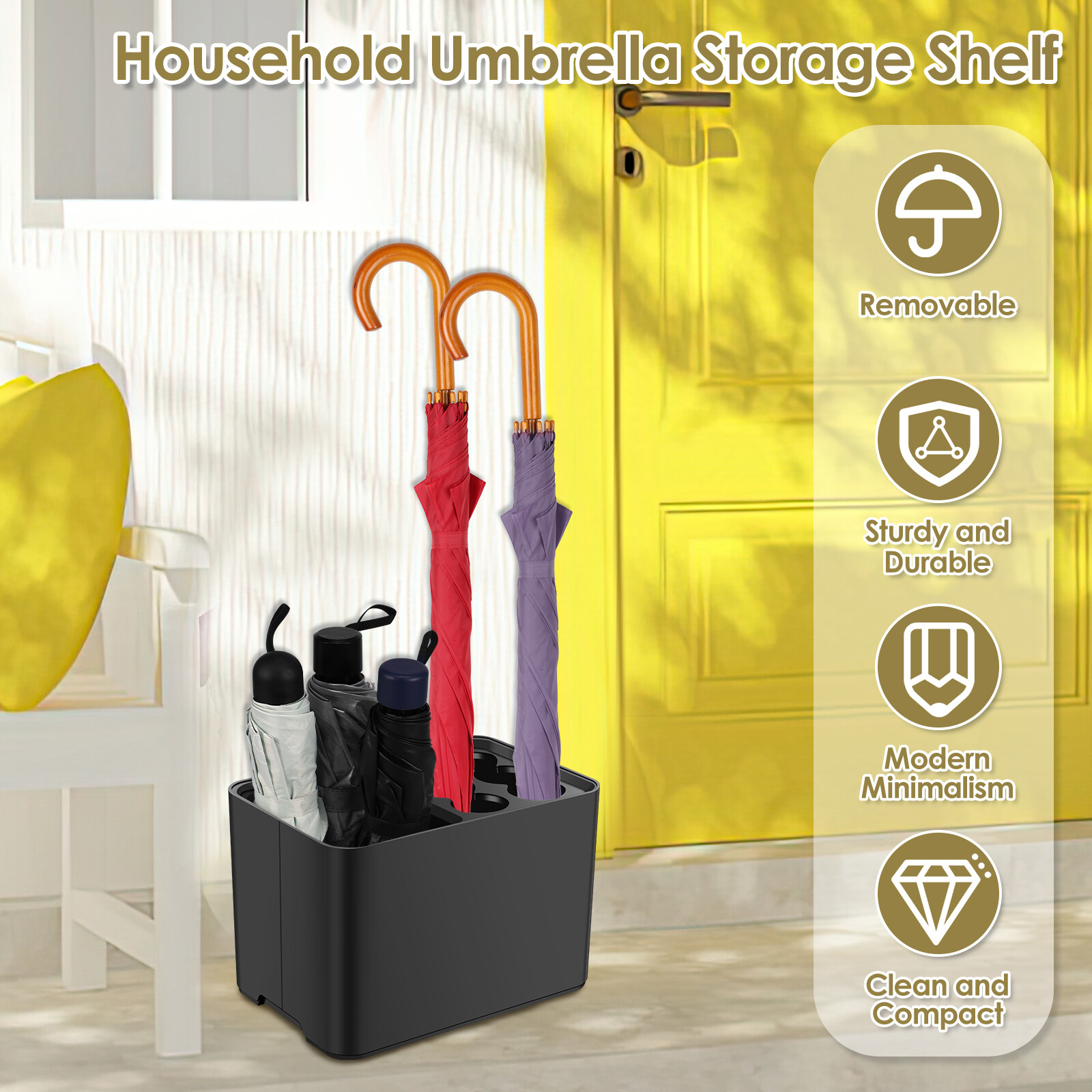 Umbrella Rack Umbrella Stand with Removable Drip Tray Space Saving ...