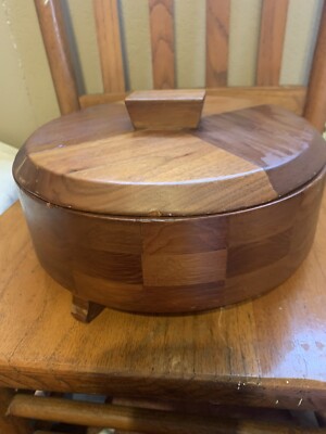 Vintage Handmade Footed Wood Sewing Box With Spool Holder Pin Cushion ...