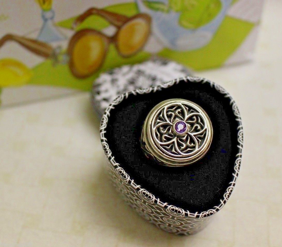 NWT BRIGHTON RING SIZE 7 .925 STERLING SILVER AMETHYST STONE BOLD LOOK ...