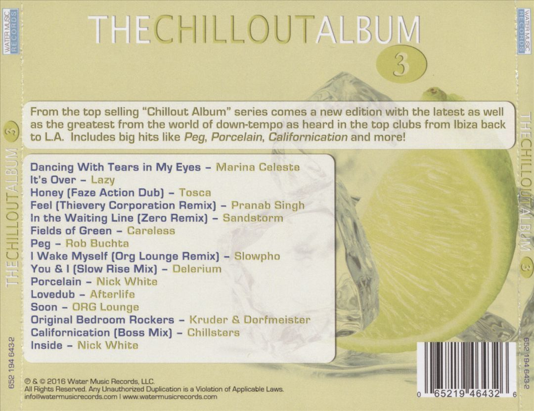 VARIOUS ARTISTS - THE CHILLOUT ALBUM, VOL. 3 [WATER] NEW CD 65219464326 ...