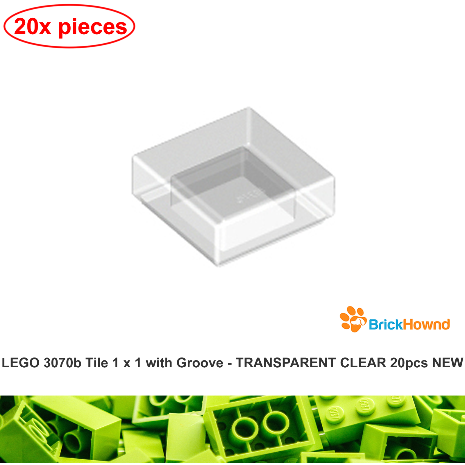 LEGO 3070 Tile 1 x 1 with Groove - TRANSPARENT CLEAR 20pcs NEW | eBay