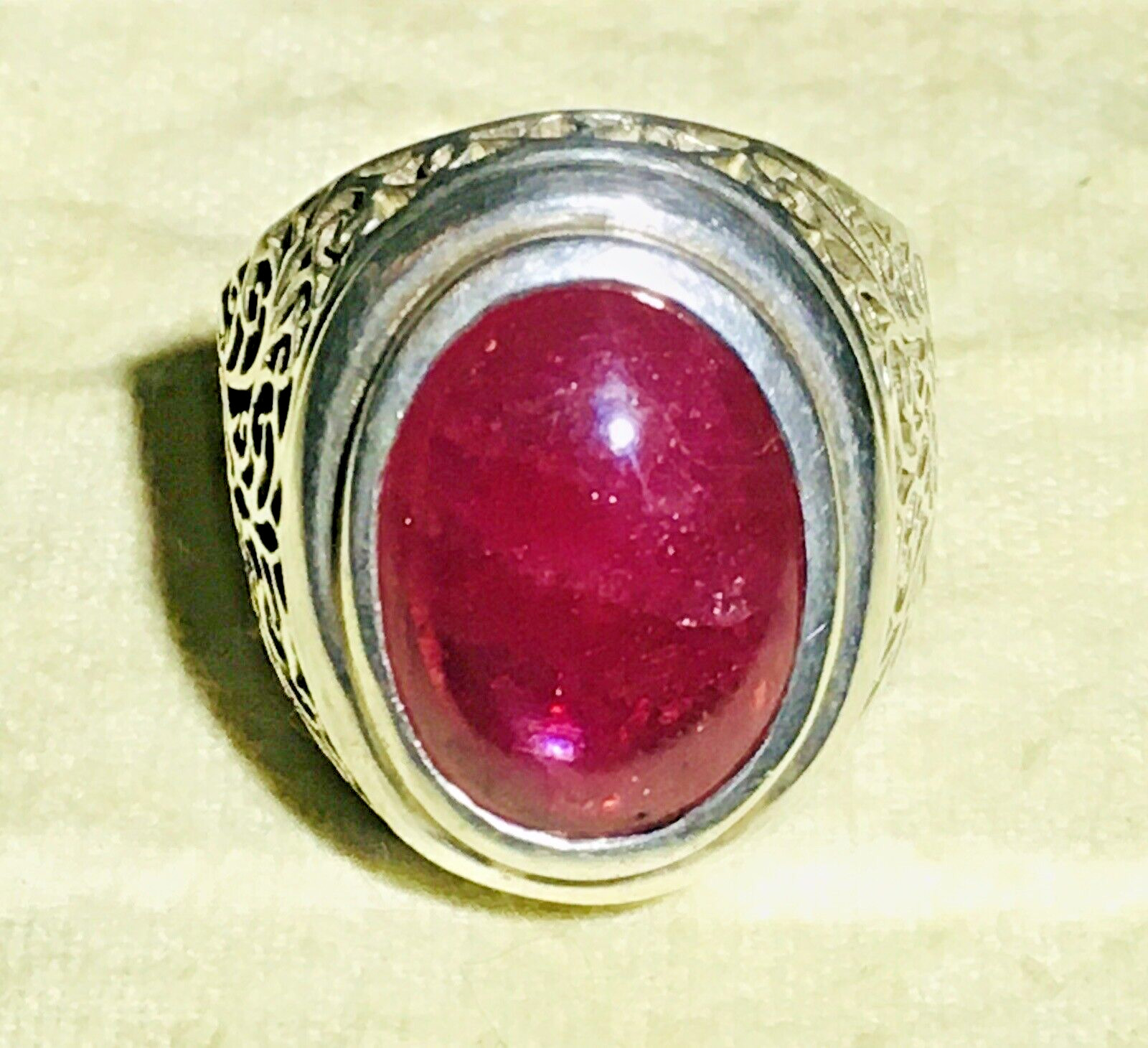 Ruby Cabochon Ring .925 Fine Silver Natural Gem High … - Gem