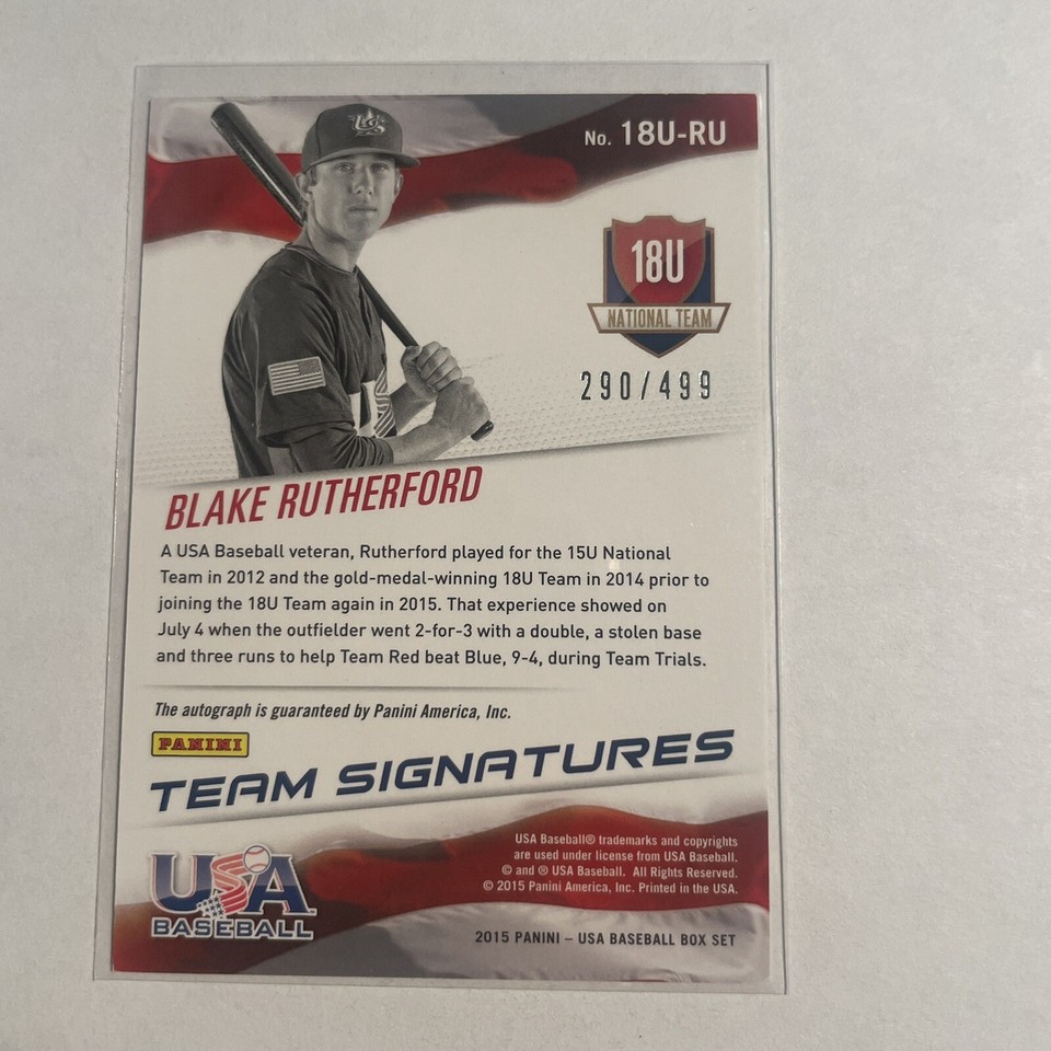 2015 Panini USA Baseball Blue Ink /499 Blake Rutherford #18U-RU Auto | eBay