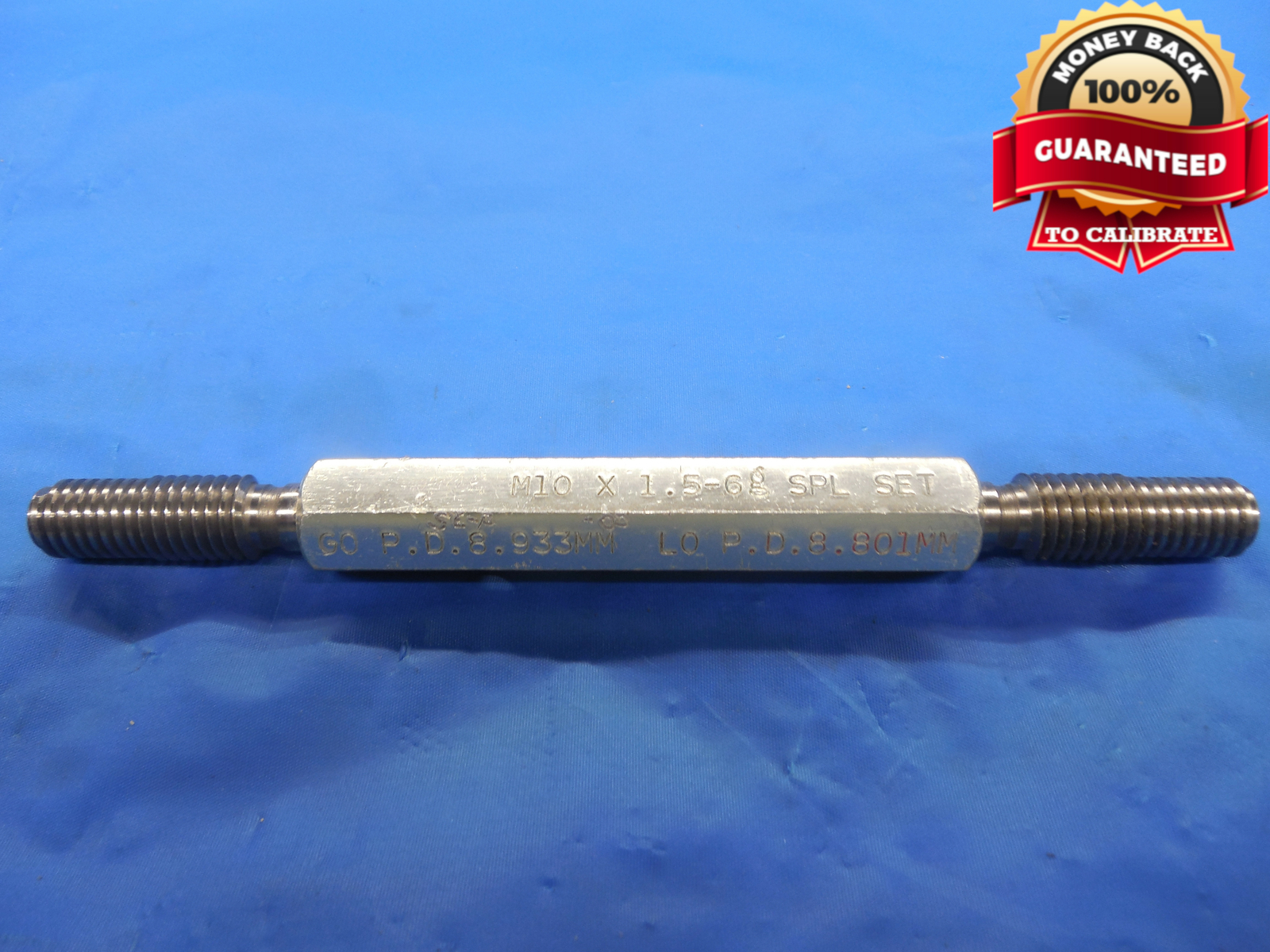 M10 X 1.5 6g METRIC SPL SET THREAD PLUG GAGE 10.0 GO NO GO P.D.'S= 8. ...