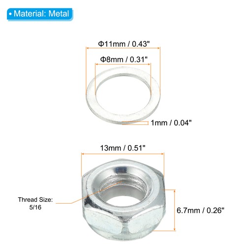 Skateboard Lock Nuts Set 5/16 Truck Axle Washers Spacer Hardware ...
