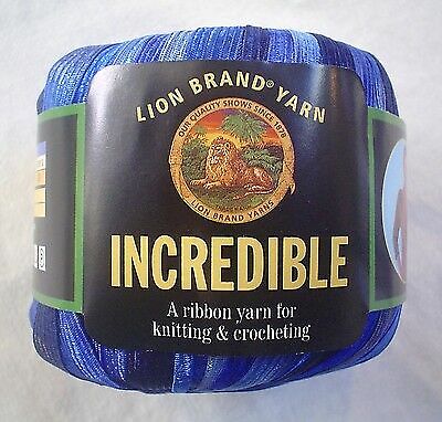 Bizzy1 Lion BRAND Yarn Incredible #202 Blue Shades 2 Spools 220 Yards ...