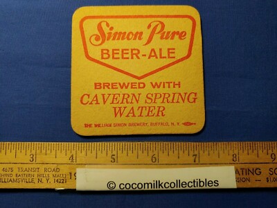 One Vintage Simon Pure Beer Ale Beer Coaster Red On One Side Green On ...
