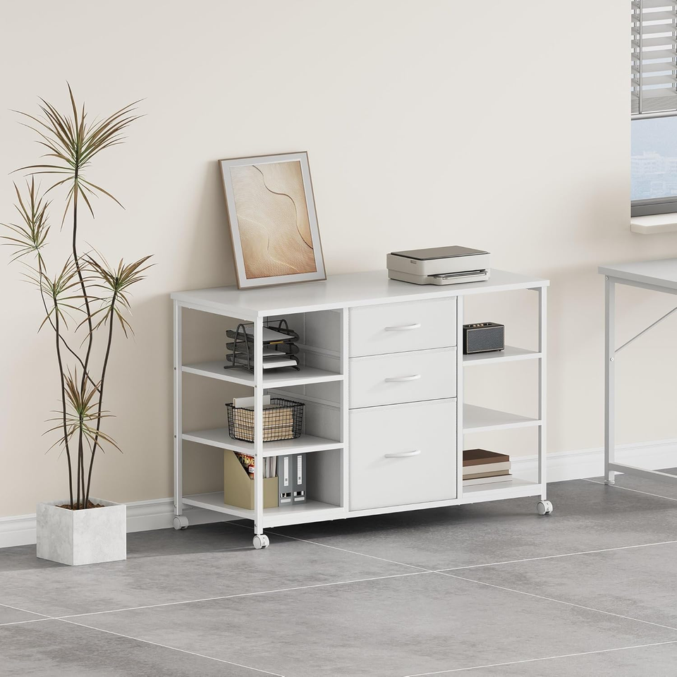 Mobile File Cabinet,Lateral Filing Cabinet with 3 Fabric Drawers ...