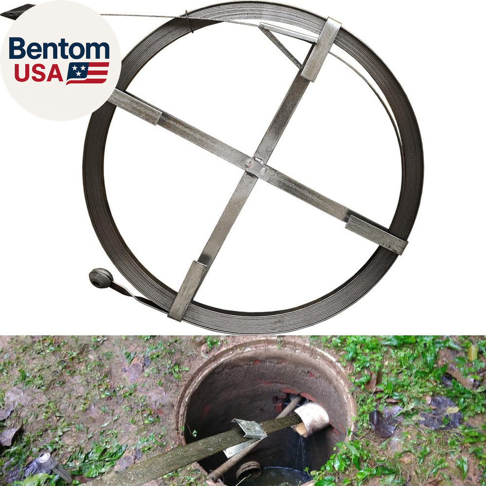 Heavy Duty Sewer Drain Snake for Outdoor,Manual,Flat,Length 15M/49.2Ft ...