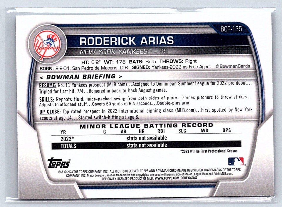 2022 Bowman Chrome #7 Gabriel Arias Mojo Mega Box | eBay