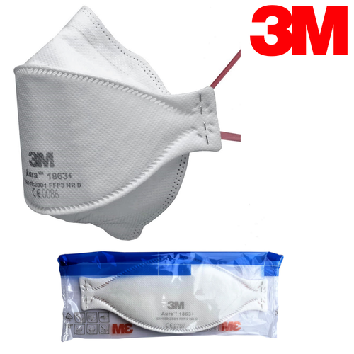 3M Aura 1863+ FFP3 Respirator N99 Medical Face Mask IIR Unvalved ...