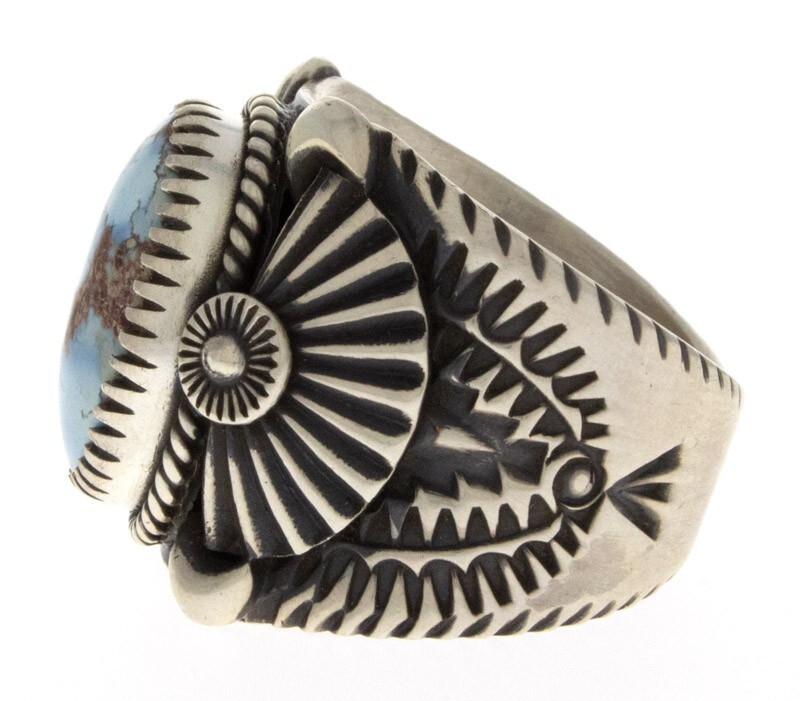 11 - Natural Golden Hill Turquoise Ring By Navajo Artist Delbert Gordon ...